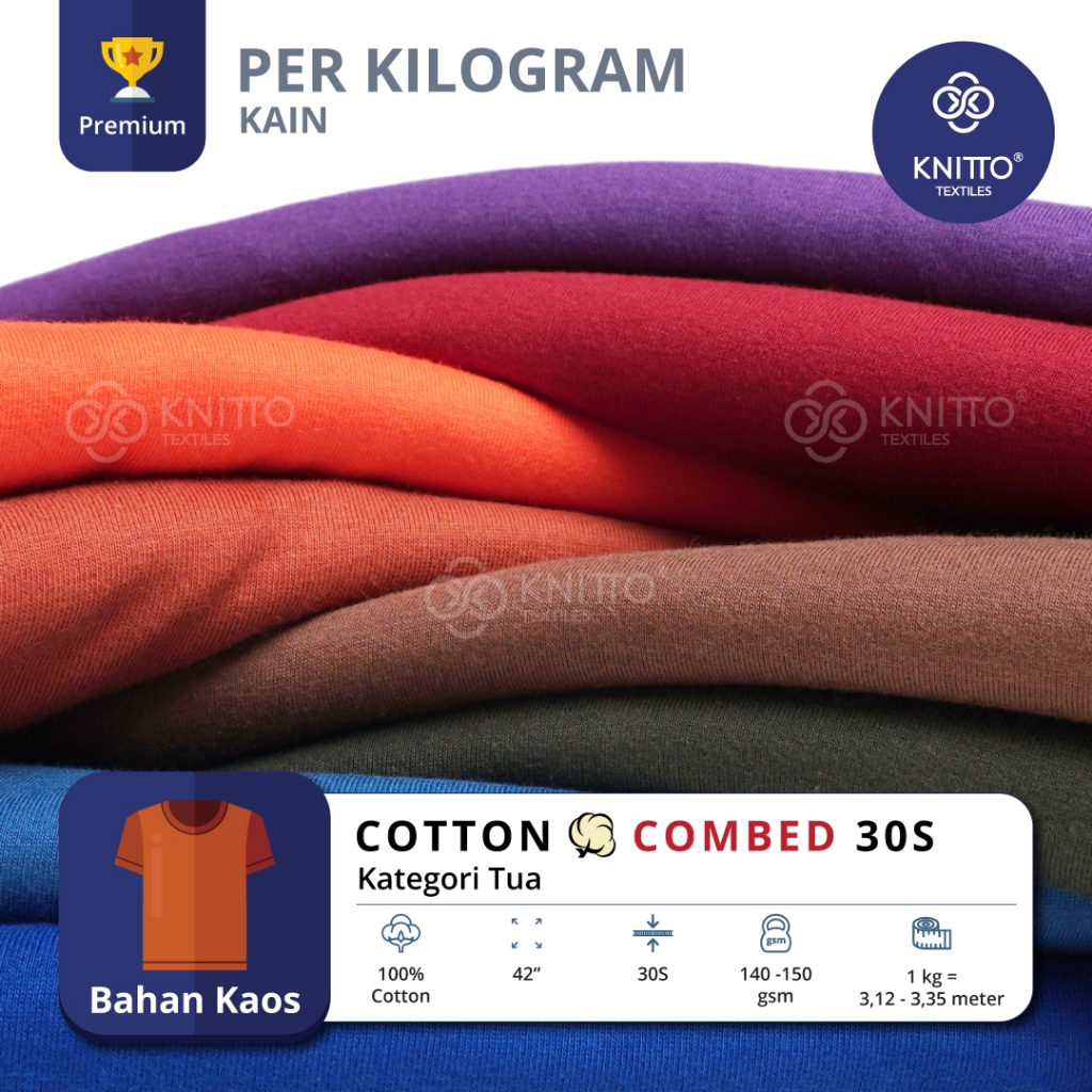 Jual KAIN KAOS COTTON COMBED 30S KATEGORI WARNA TUA (PART A) ( BAHAN ...
