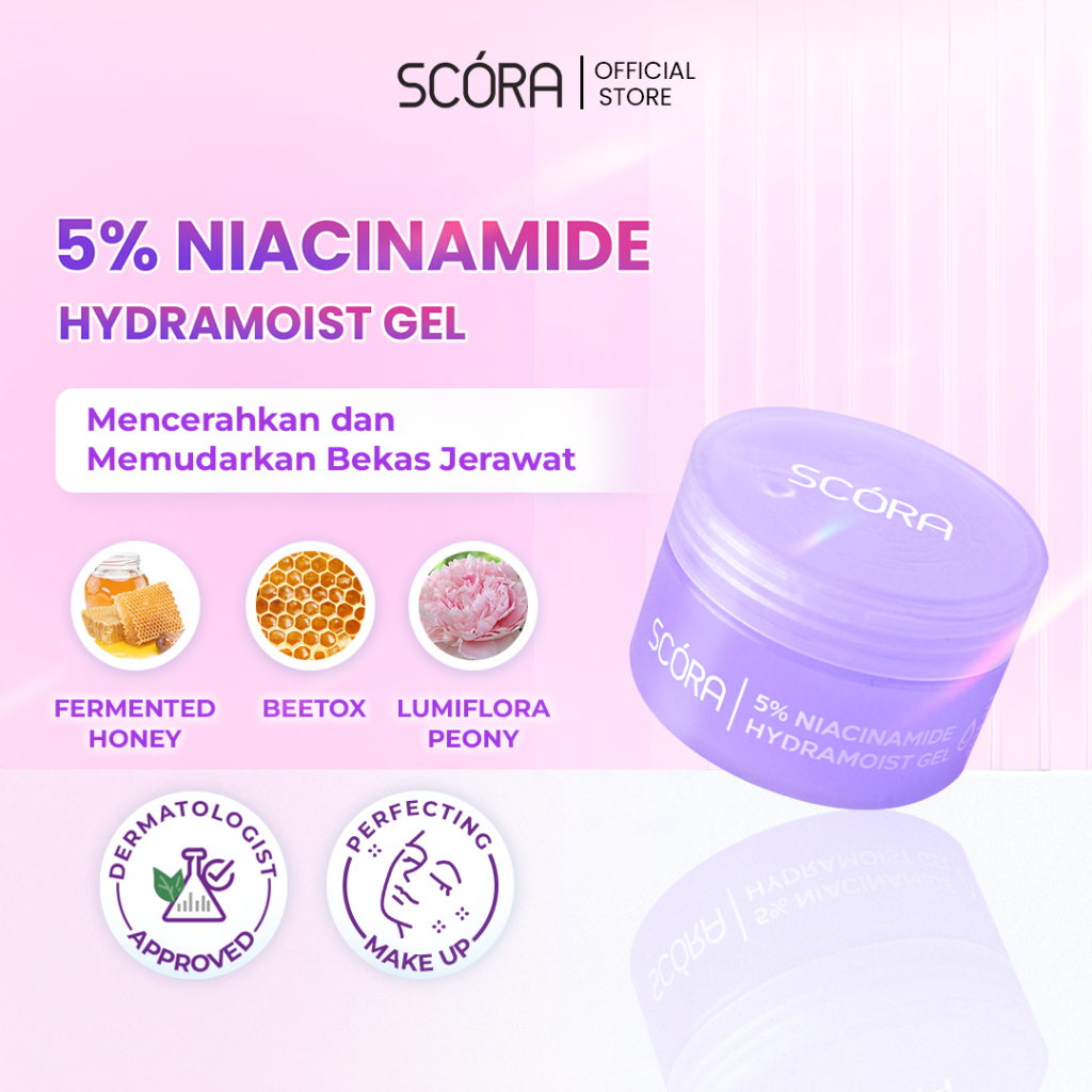 Jual SCORA 5% Niacinamide Hydramoist Gel 40ml Pelembab Wajah yang Mencerahkan Kulit Memperbaiki ...