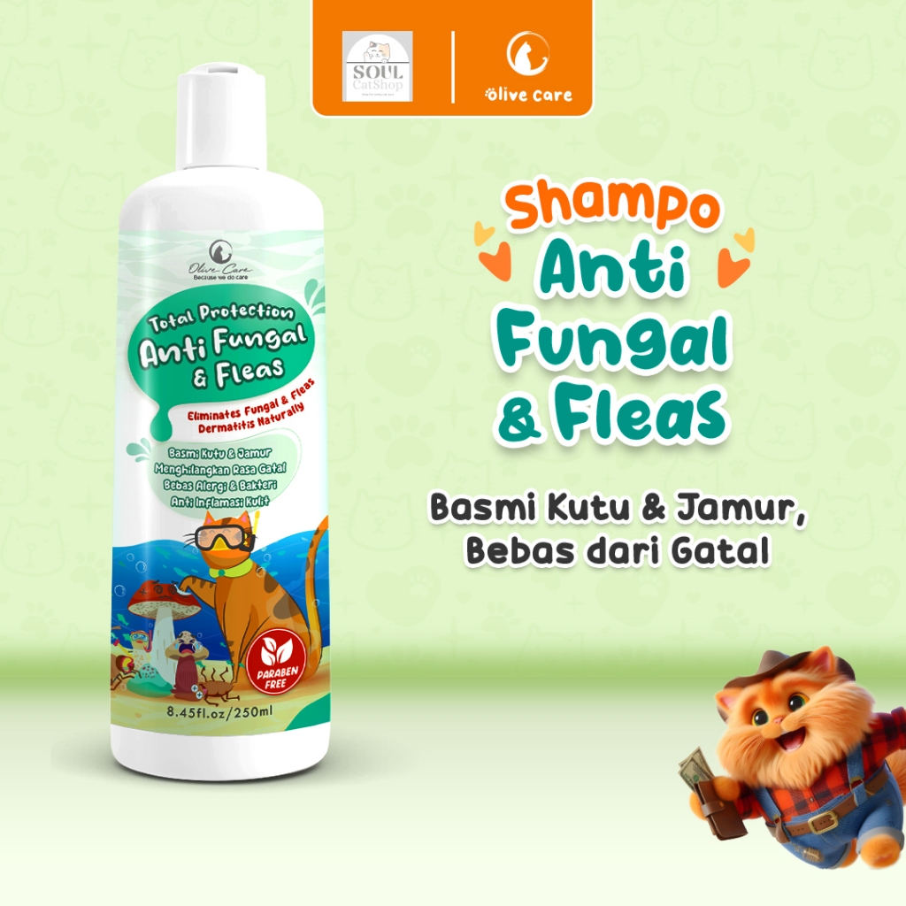 Jual Olive Care Shampo Kucing Total Protection ANTI FUNGAL & FLEAS ...