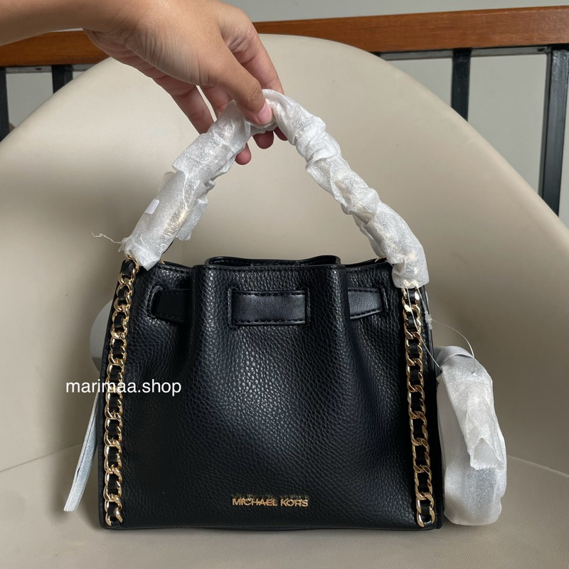 Jual Tas mk mina small Leather black chain crossbody bag original ...
