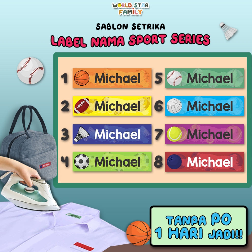 Jual Wsf Stiker Baju SPORT BALL macam Macam Bola custom stiker nama ...