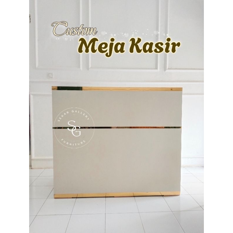 Jual Meja Resepsionis list Gold Custom - Meja kasir minimalis | Shopee ...