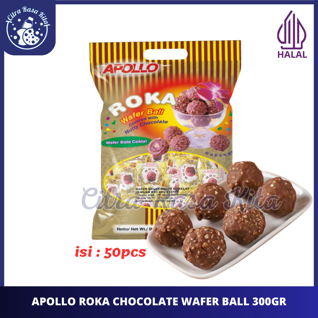 Jual Halal Apollo Roka Chocolate Wafer Ball 300gr | Shopee Indonesia