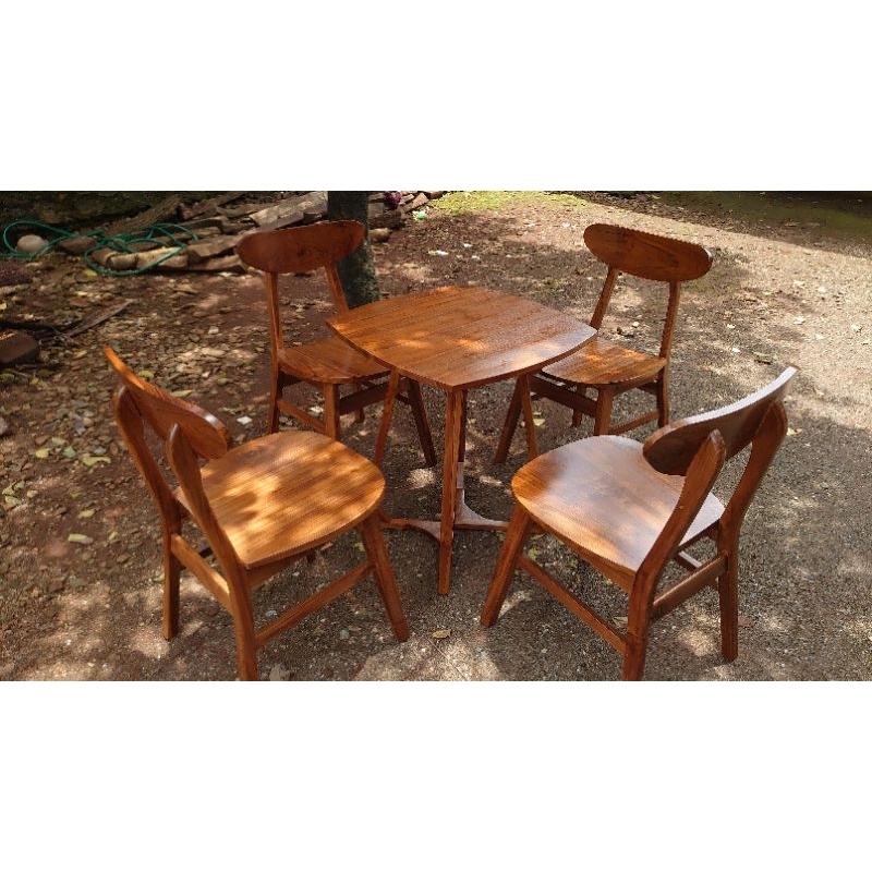 Jual SET MEJA ROPAN KURSI 4 / set kursi cafe kursi kopi meja kafe kayu ...