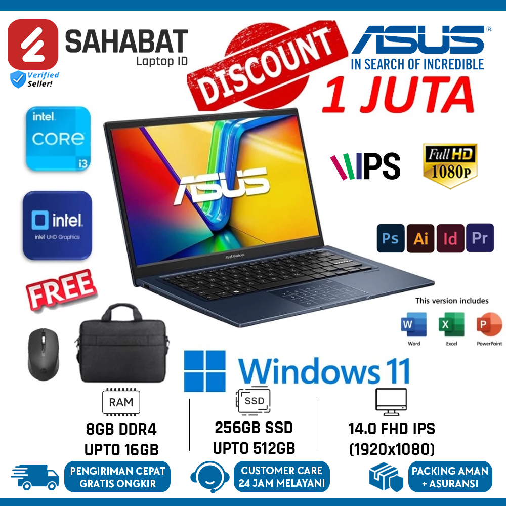 Jual Laptop Asus Vivobook 14 X1404ZA Intel Core i3 1215U RAM 16GB 1TB SSD Full HD Window 11 Home ...