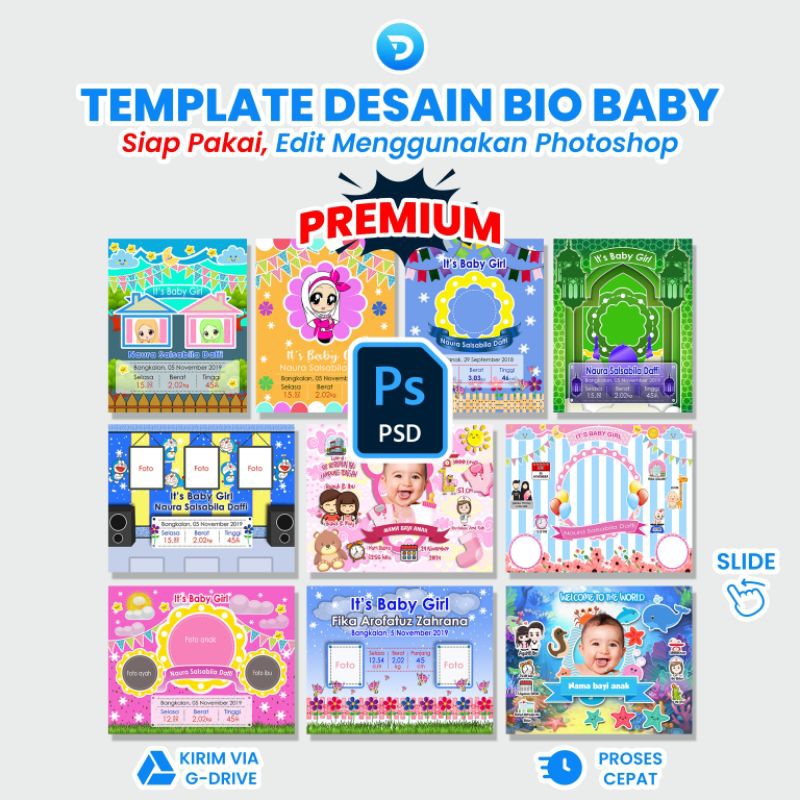 Jual Template Desain Biodata Bayi Versi Cewek Premium Format Photoshop ...