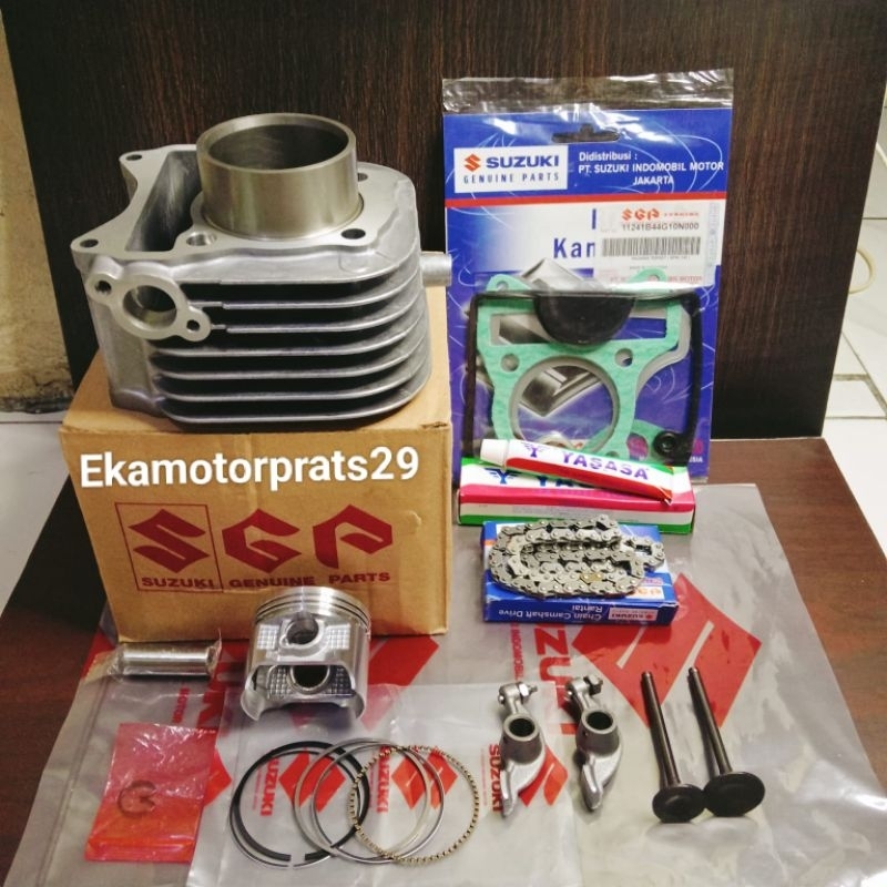 Jual Paket Blok Seher Komplit + Rantai + Platuk + Klep set + Topset + Lem Suzuki Spin 125cc ...