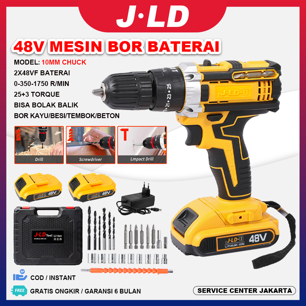 Jual JLD-Ⅱ 48vf Mesin bor baterai cas 35N.M Impact drill bor cordless/bor tangan baterai/bor jld ...