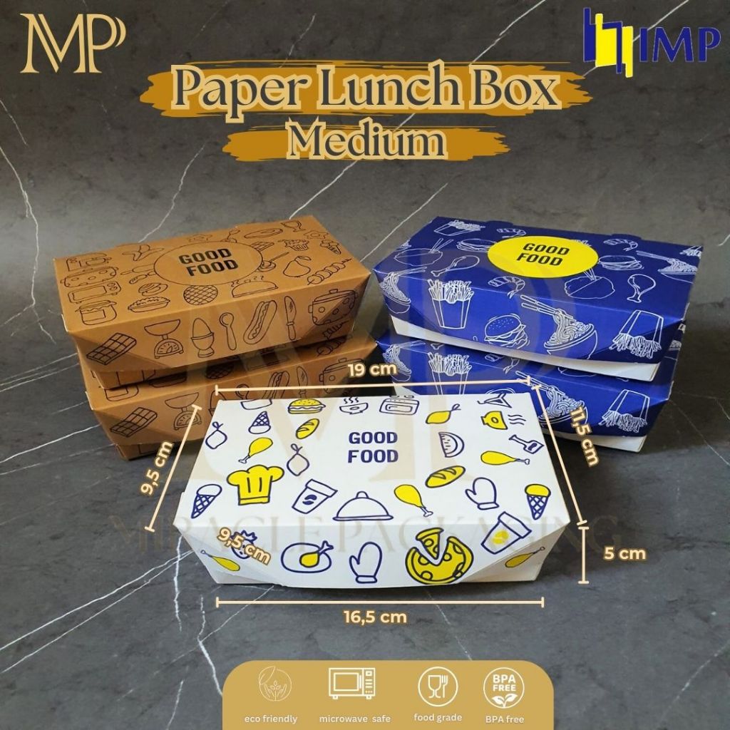 Jual Paper Lunch Box Motif M IMP / Paper Lunch Box Laminasi / Kotak Makan Kertas 50 pcs | Shopee ...