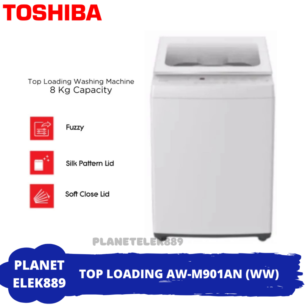 Jual Mesin Cuci Toshiba 1 Tabung AW-M901BN-WW Top Loading Washing Machine 8Kg | Shopee Indonesia
