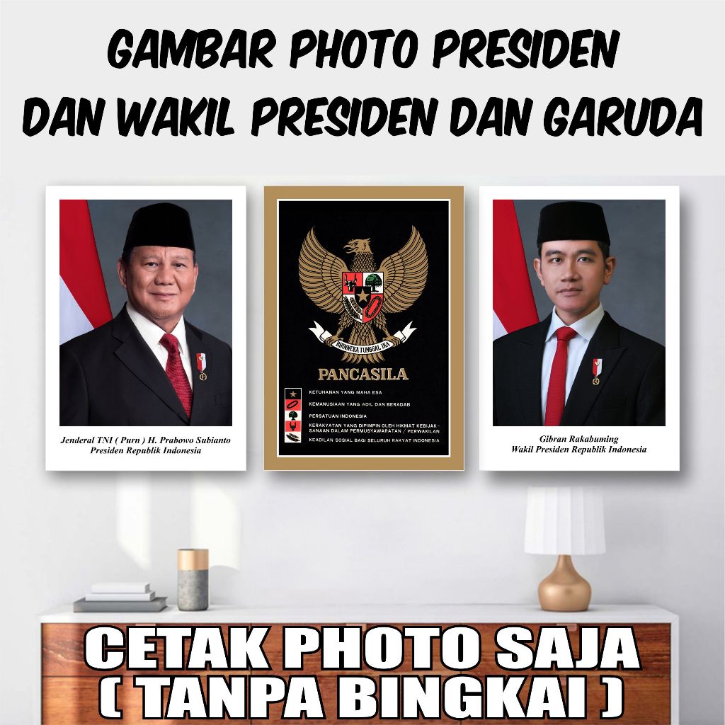 Jual POSTER Foto Presiden dan Wakil Presiden 2024 Prabowo Gibran 21x30 ...