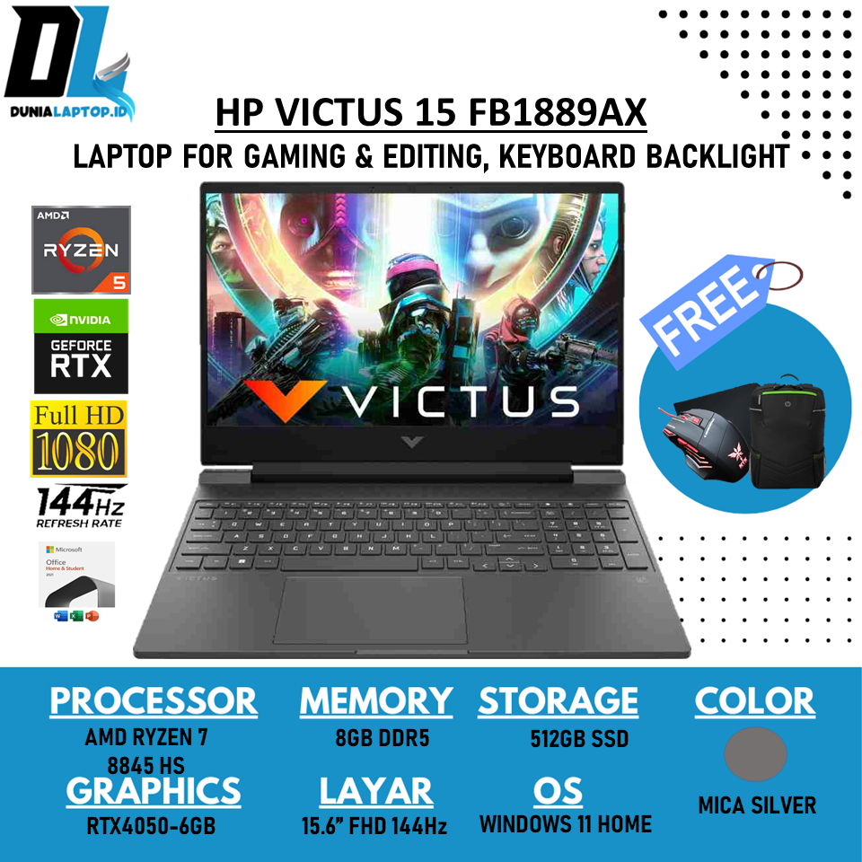 Jual HP Victus 15 AMD Ryzen 7 8845HS RTX4050-6GB 32GB DDR5 512GB SSD ...