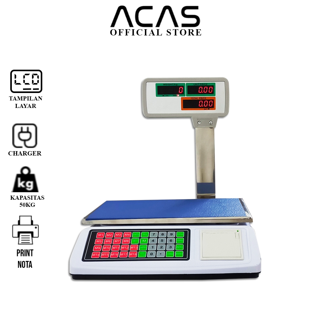Jual ACAS Timbangan Digital Printer PCS01 50 Kg Cetak Kertas Nota Bon ...