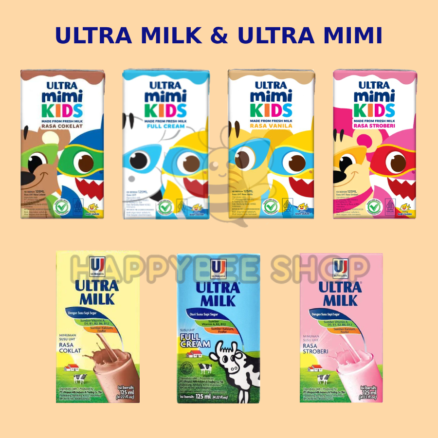 Jual Ultra Milk Susu UHT Ultramilk | Ultra Mimi 125 ml | 1 Dus isi 40 Pcs | Shopee Indonesia