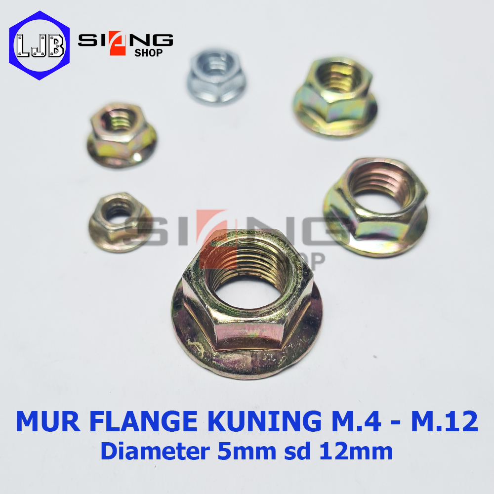 Jual Mur Flange Kuning M4 sd M12 | Shopee Indonesia