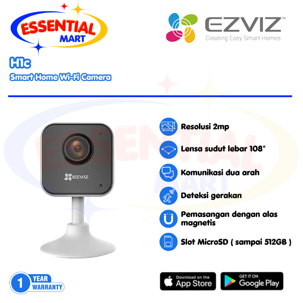 Jual CCTV EZVIZ H1C 2MP Wide Angle Smart Home IP Camera | Shopee Indonesia