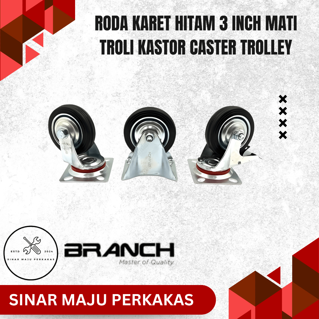 Jual Roda KARET HITAM 3 Inch MATI Troli Kastor Caster Trolley - MATI ...