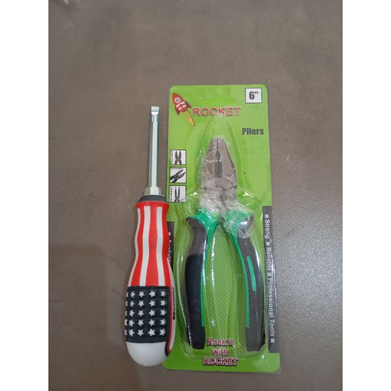 Jual paket hemat satu set tang kombinasi 6 inch dan obeng bolak balik ...