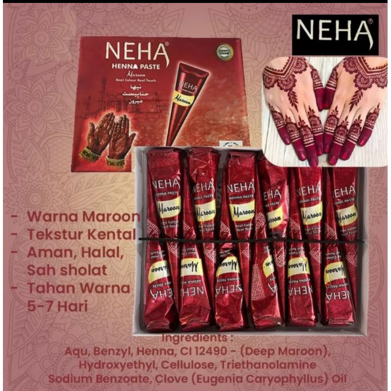 Jual NEHA HENNA PASTE HENNA HALAL BPOM ECERAN HEENA HENNA HENA MAGIC ...