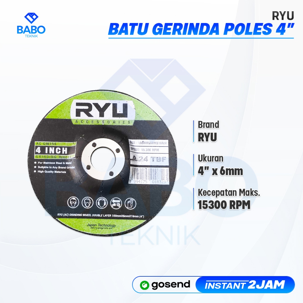 Jual Batu Gerinda SELEP RYU 4 in A24 - Batu Gosok Grinda 4in x 6mm ...