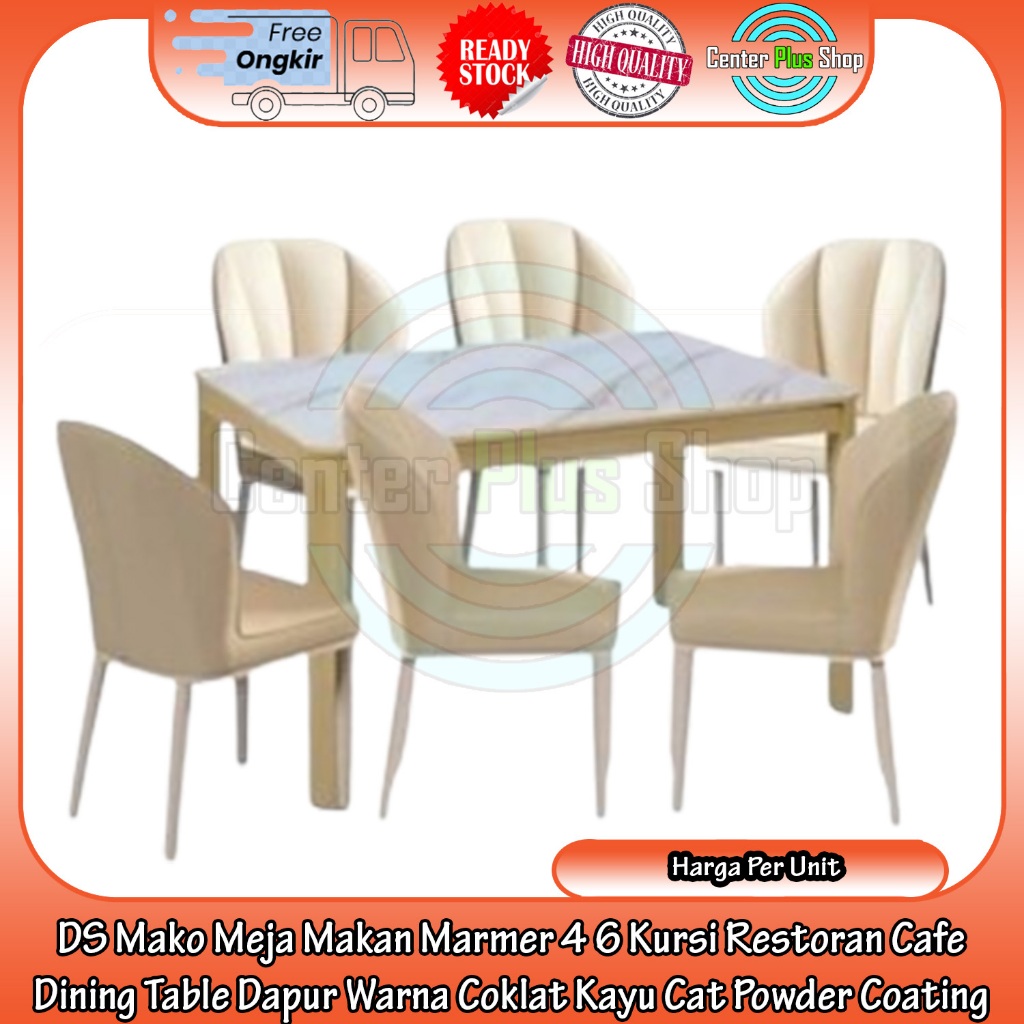 Jual DS Mako Meja Makan Marmer 4 6 Kursi Warna Coklat Kayu Cat Powder ...