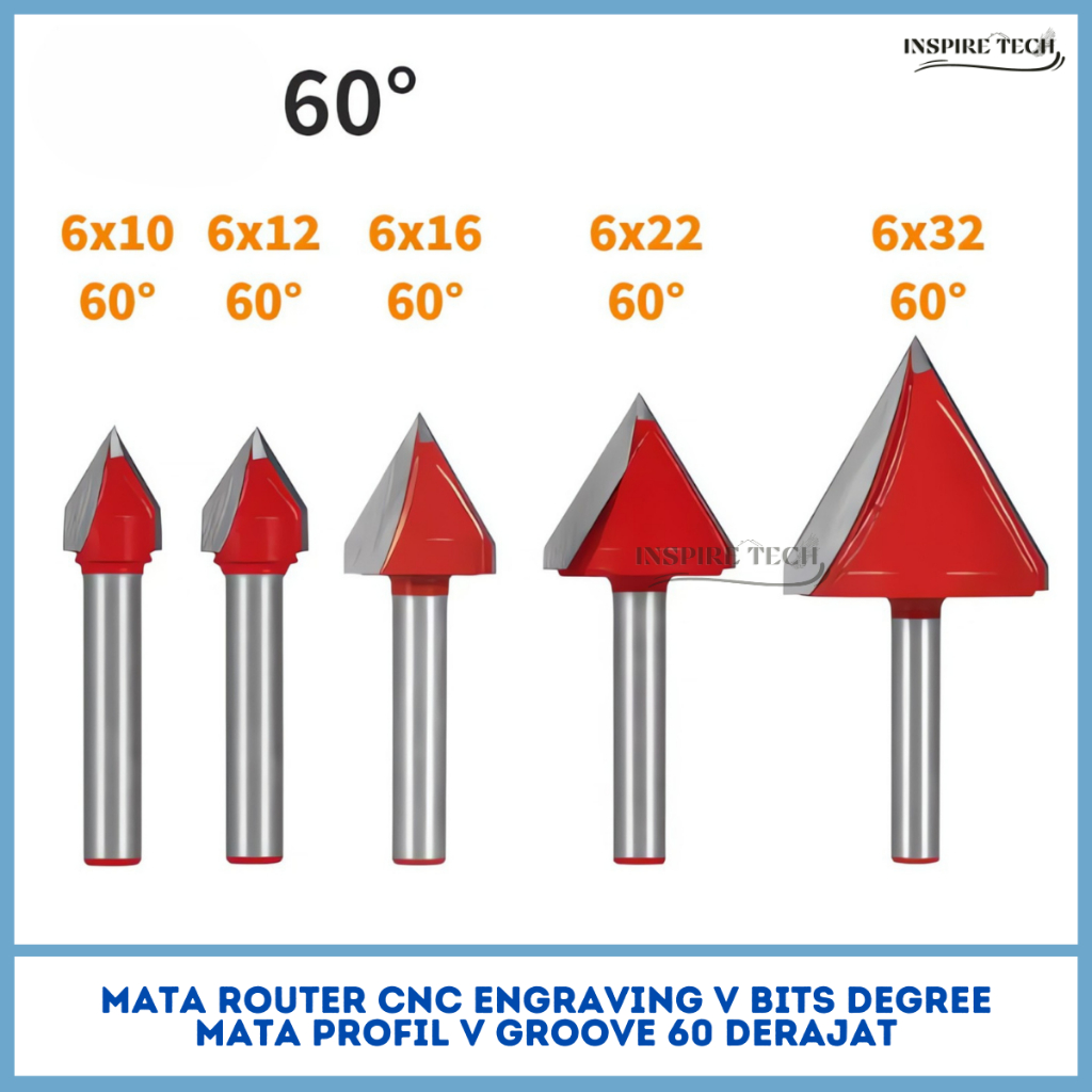 Jual Mata Router CNC Engraving V Bits degree Mata Profil V Groove 60 ...