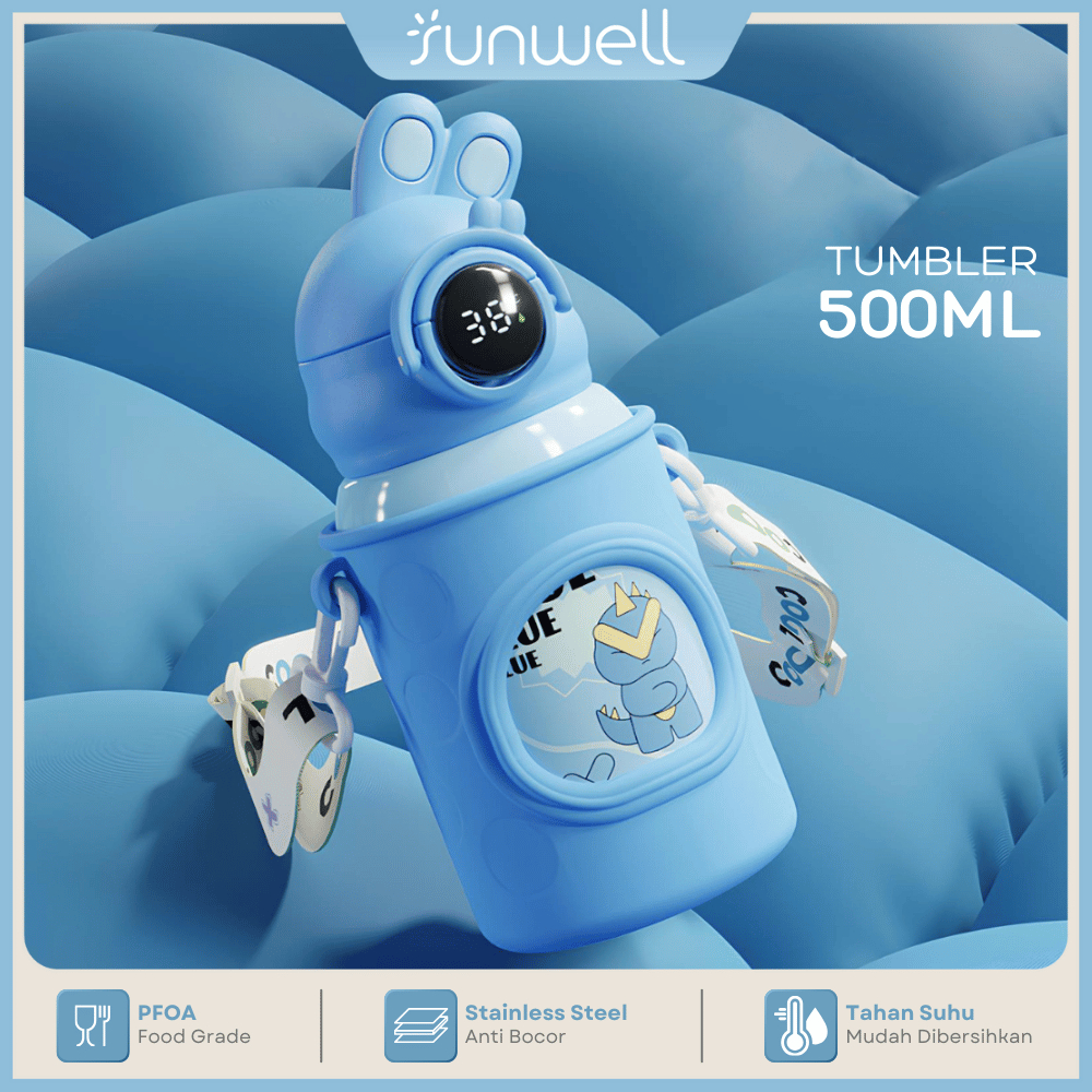 Jual FUNNYCOOK Tumbler Anak Stainless Steel 316 Dengan Pengukur Suhu Botol Minum Tahan Panas dan ...