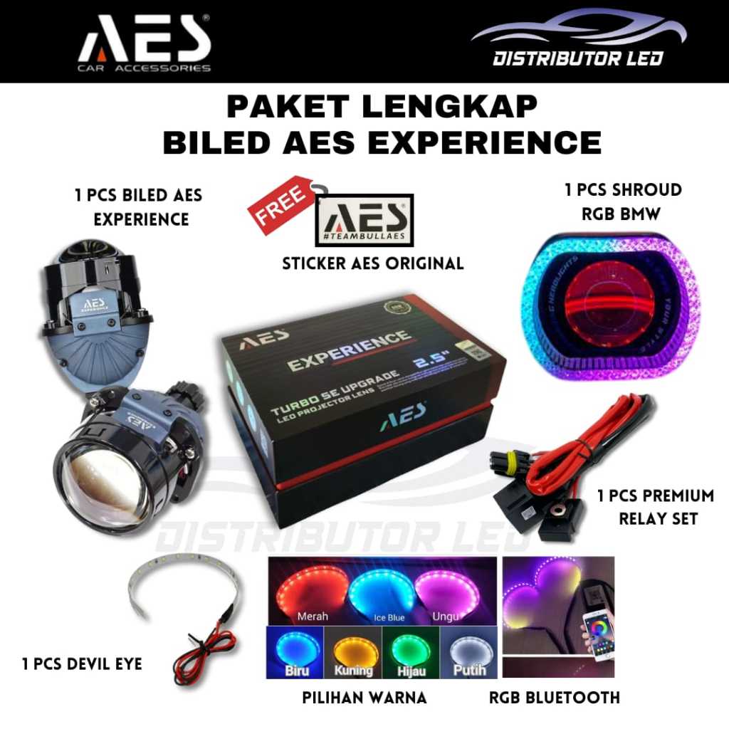 Jual Biled AES Experience 2.5 inch 60 Watt PAKET LENGKAP SIAP PASANG ...