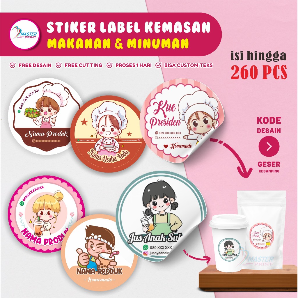 Jual [MP16 b] 260 Stiker Label Makanan Minuman Stiker Kemasan Logo ...