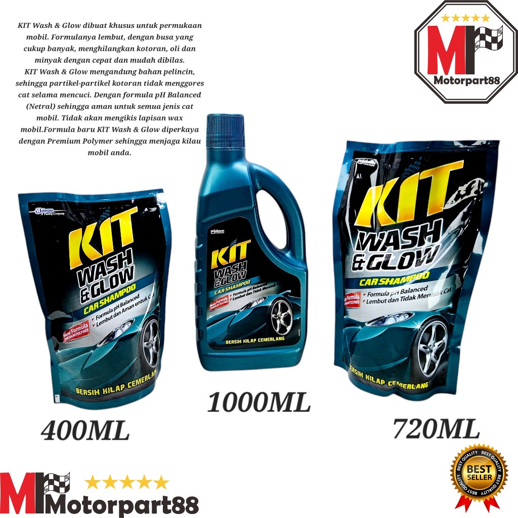 Jual KIT WASH & GLOW CAR SHAMPOO SHAMPO CUCI MOBIL POUCH 400ML 720ML ...