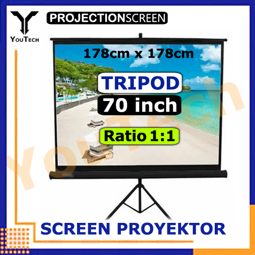 Jual Screen Projector Tripod 70 inch - Layar Proyektor 70" Tripot Pixel ...