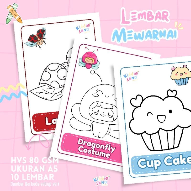Jual KIDDIE LAND Worksheet mewarnai gambar aktivitas edukasi banyak ...