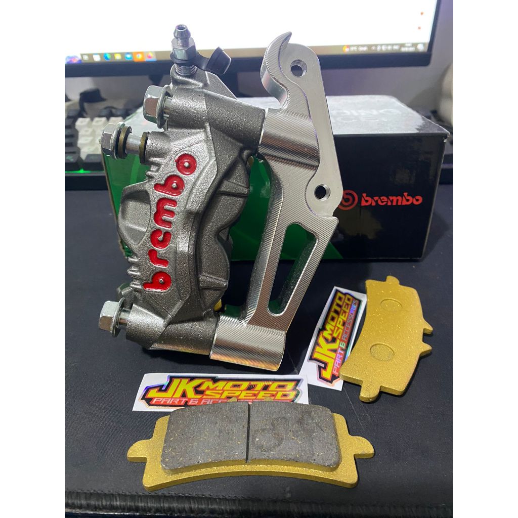 Jual KALIPER CAKRAM + BREKET PIRINGAN DISK BIG 4 PISTON GP4 GP4RS PREMIUM NINJA R SS RR KRR S ...