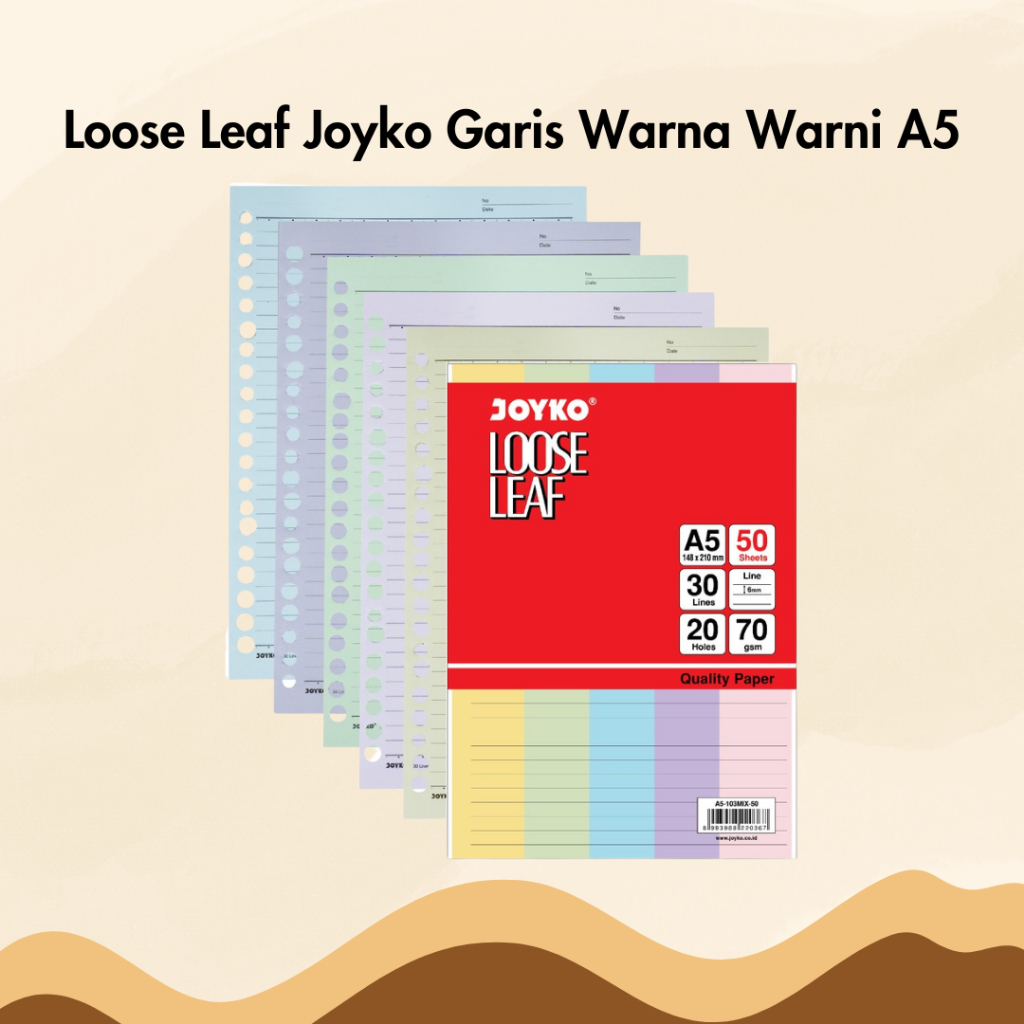 Jual Loose Leaf Joyko A5 Warna Garis Isi 50 Lembar 20 Ring Isi Kertas Binder Refill Color ...