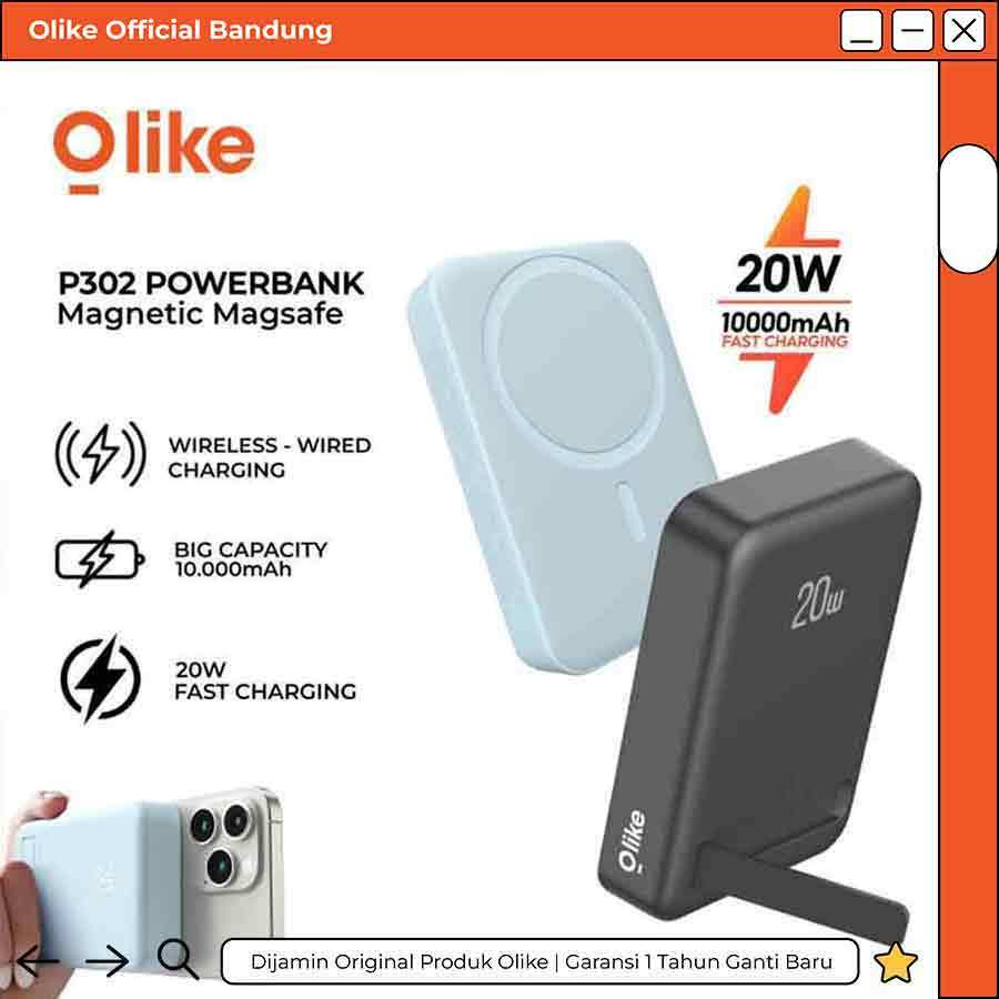 Jual Olike P302 Powerbank 10000mAh 20W PD Fast Charging USB C Magnetic MagSafe Wireless Wired ...