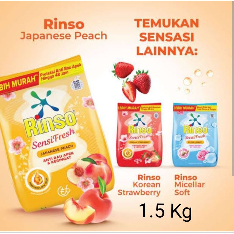 Jual Rinso 1.5 kg 1500 gr Japanese Peach Korean Strawberry Micelar Soft ...