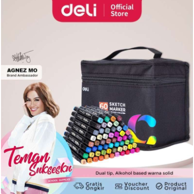 Jual Deli Sketch Marker Bag Spidol Warna Dengan Tas 30 Warna 70806-30 ...
