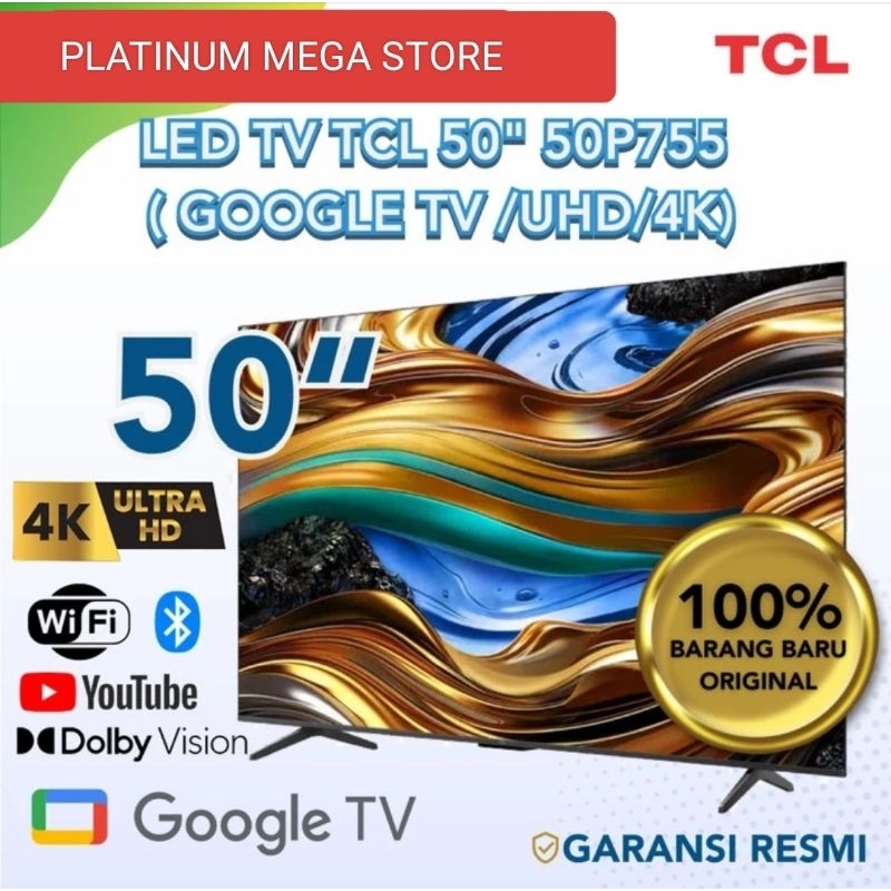 Jual TCL TV LED 50 INCH UHD 4K 50P755 ANDROID SMART DIGITAL TV | Shopee ...