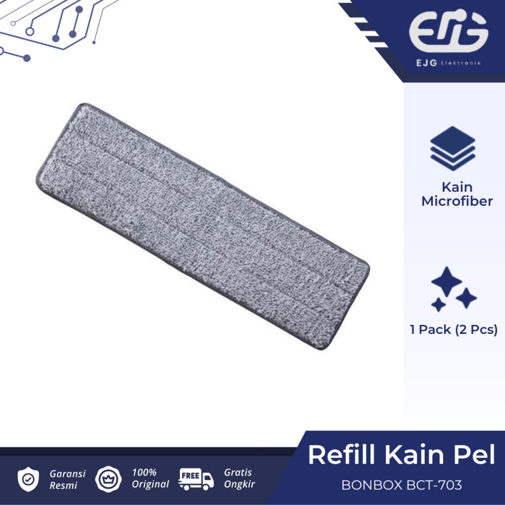 Jual Bonbox Refill Kain Pel Microfiber Hand Free Wash BCT 703 Flat Mop ...