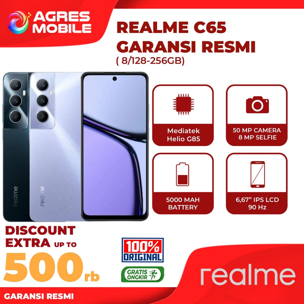 Jual REALME C65 8/128GB & 8/256GB, Mediatek Helio G85 45W Fast Charge ...