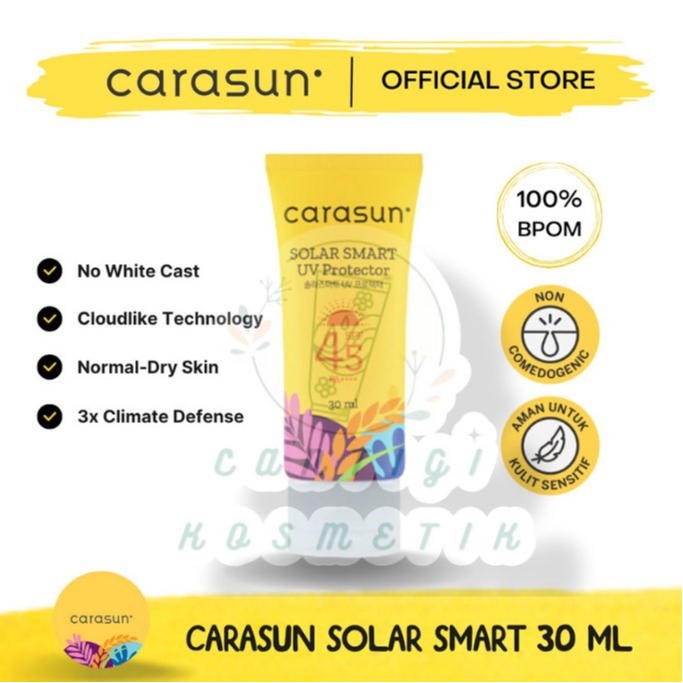 Jual Carasun Sunscreen Solar Smart UV Protector spf 45 PA++++ 30ml (Normal-Dry Skin) | Shopee ...
