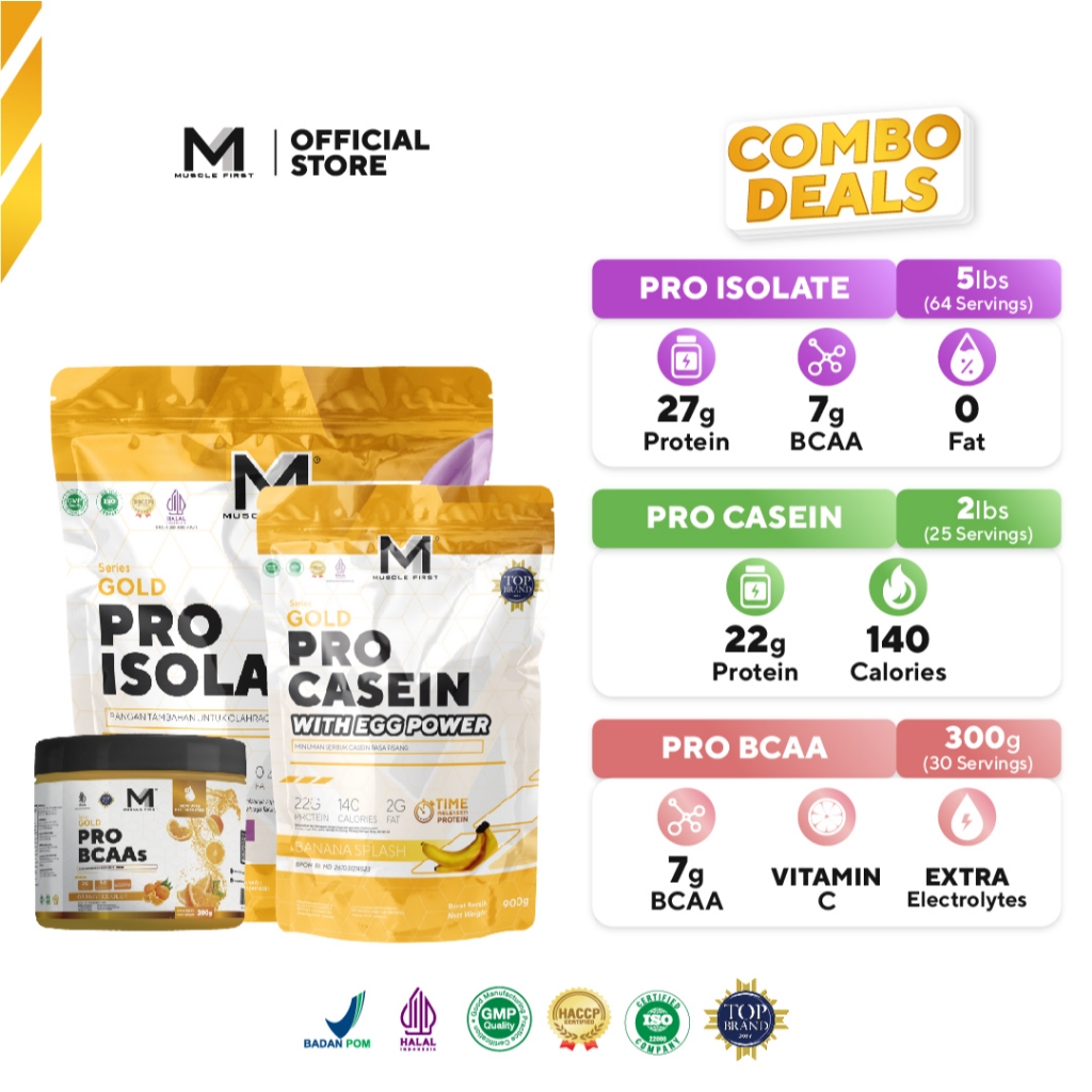 Jual [BUNDLE] MUSCLE FIRST Isolate 5lbs + Casein 2lbs + BCAA 300gr ...