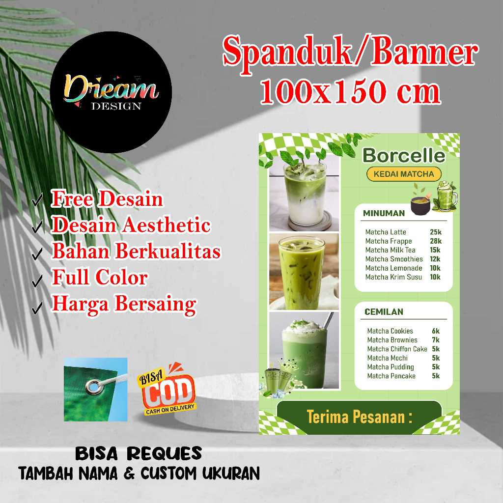 Jual Spanduk 100x150 cm kedai matcha Custom Desain | Shopee Indonesia