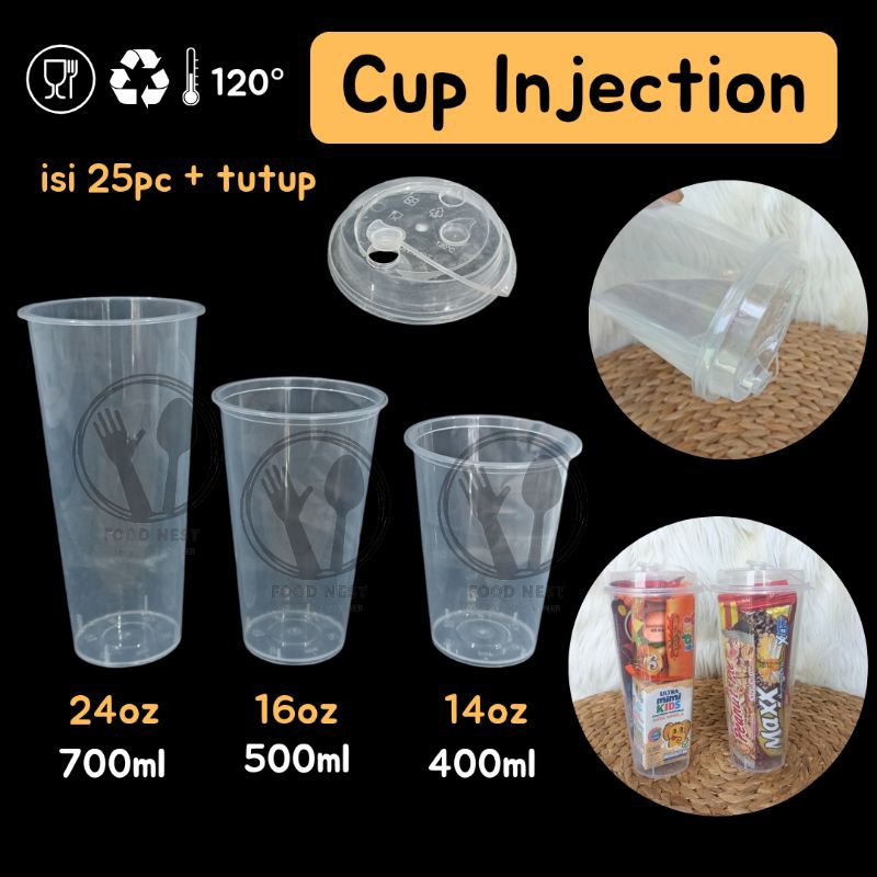 Jual [ ISI 25 + TUTUP] CUP GELAS INJECT INJECTION CUP INJECT + TUTUP ...
