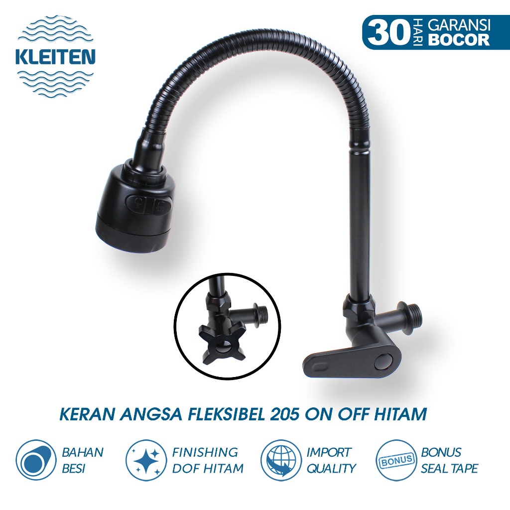 Jual KLEITEN Kran Angsa Fleksibel Hitam On Off Keran Angsa Keran Dapur ...