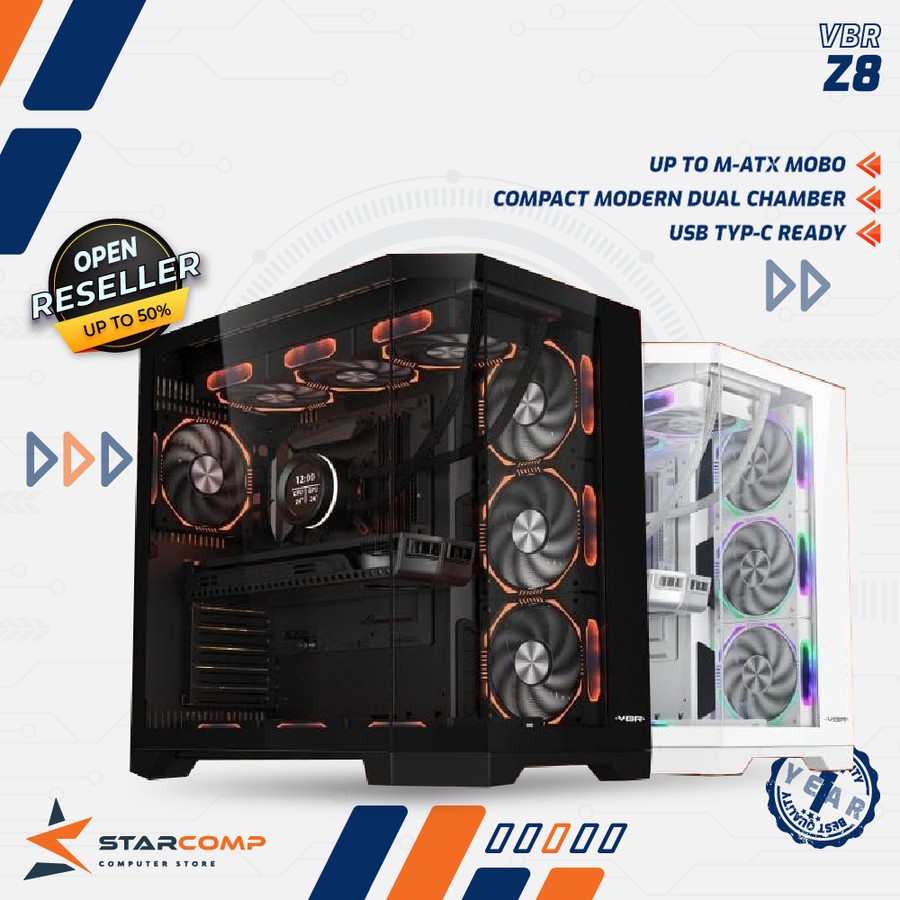 Jual VBR Z8 Casing M-ATX USB Type-C Dual Chamber Gaming Case | Shopee ...