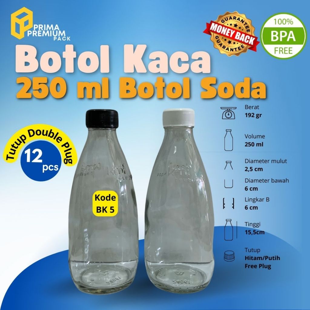Jual Botol Soda Kaca 250ml Tanpa Tutup 2 Kombinasi BK5 | Shopee Indonesia