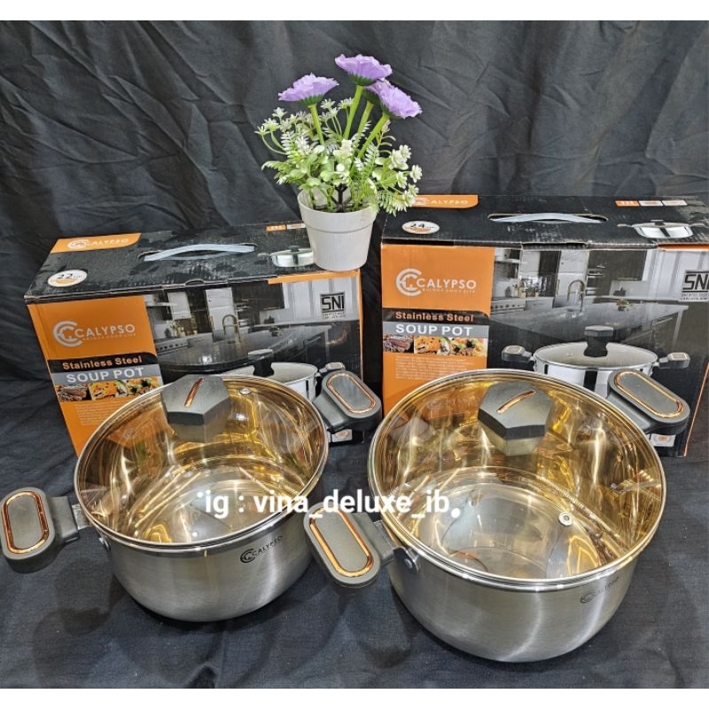 Jual Panci / Soup Pot Stainless Calypso (22cm, 24cm, 26cm, 28cm ...