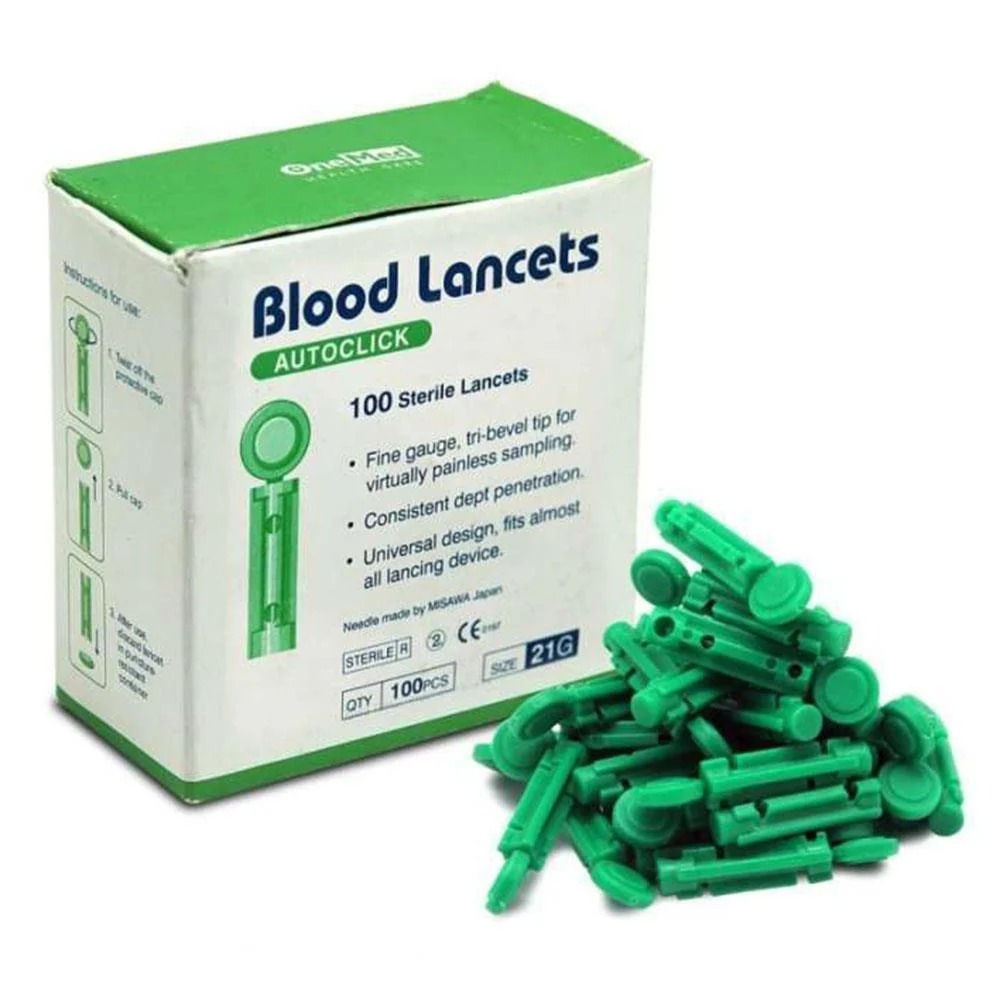 Jual ONEMED Blood Lancets Autoclick Size 21G 100pcs | Shopee Indonesia