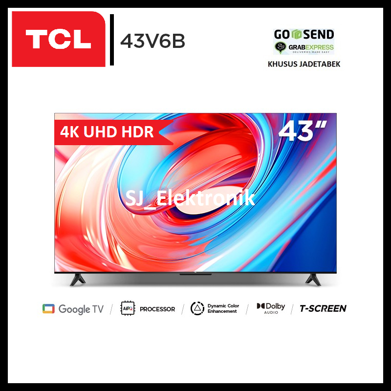 Jual TCL 43V6B 4K UHD HDR Dolby Audio Google TV | LED TV 43 Inch V6B | Shopee Indonesia